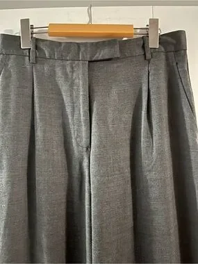 Zara | Pants & Jumpsuits | Zara Womens Wideleg Pleated Dark Grey Dress ...